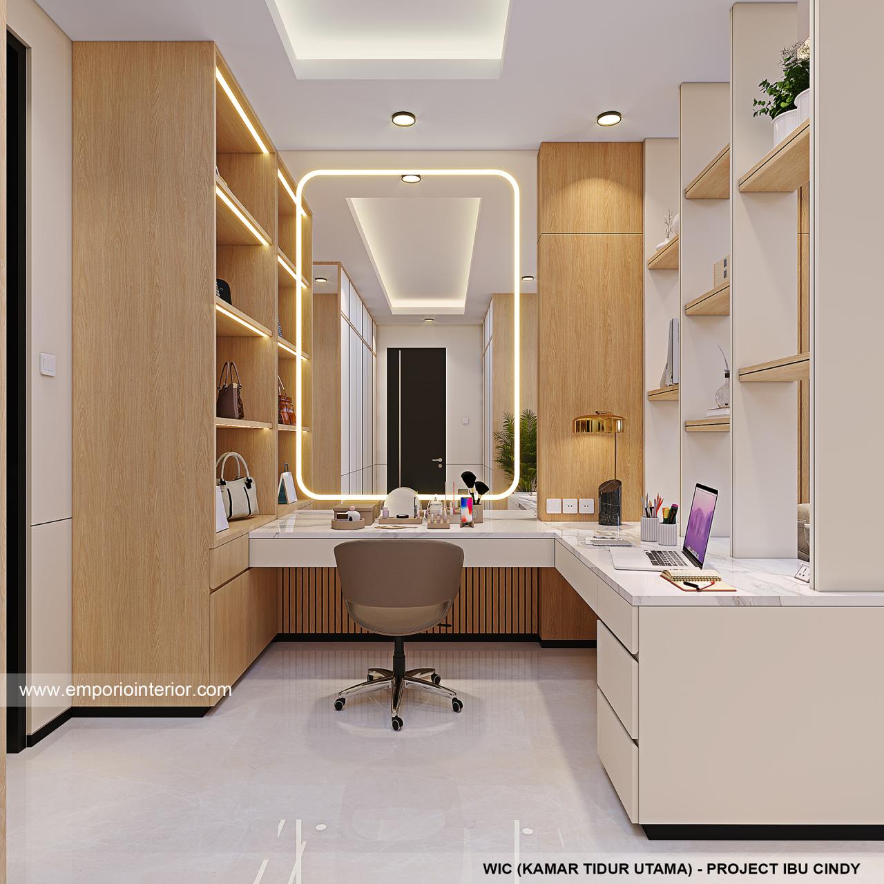 Desain WIC - Kamar Tidur Utama Rumah Modern 3 Lantai Ibu CNY di ...