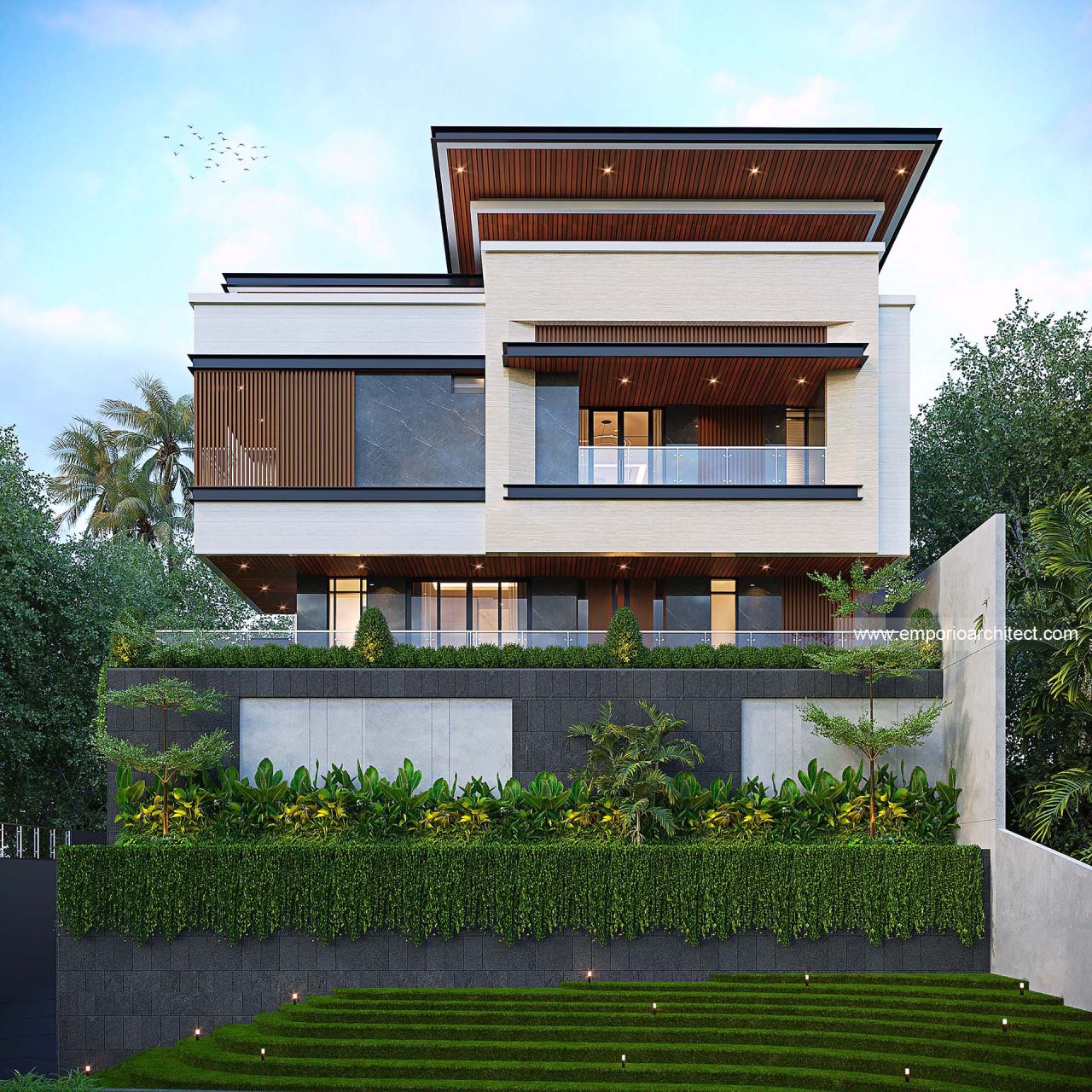 Desain Tampak Depan 3 Rumah Modern 3 Lantai Bapak WLL di Samarinda ...