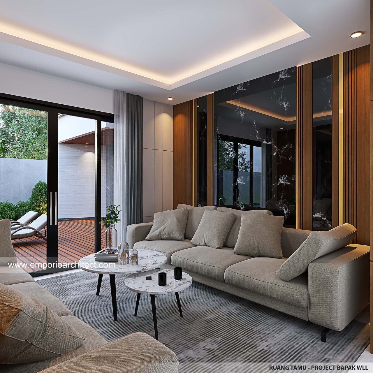 Desain Ruang Tamu Rumah Modern 3 Lantai Bapak WLL di Samarinda 38927 ...