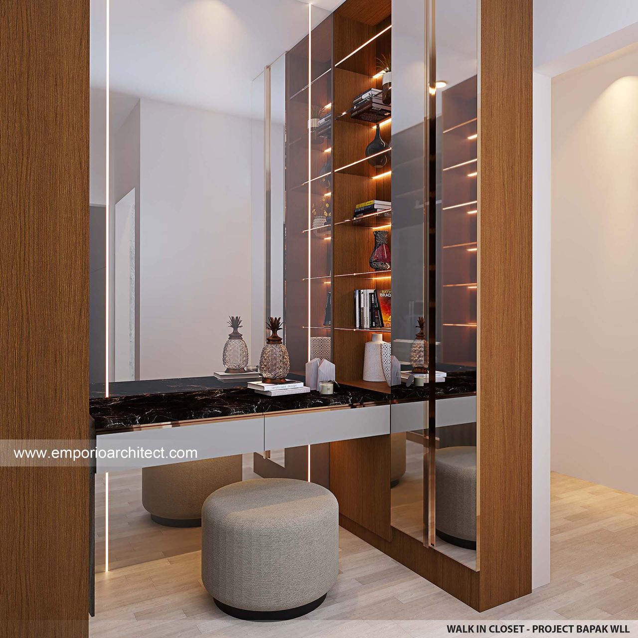 Desain Walk In Closet Rumah Modern 3 Lantai Bapak WLL di Samarinda ...