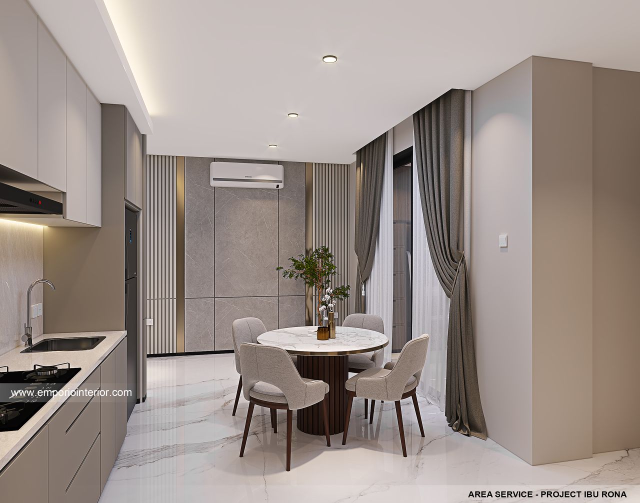 Desain Area Service Rumah Modern 3 Lantai Ibu RN di Jambi 40754 ...