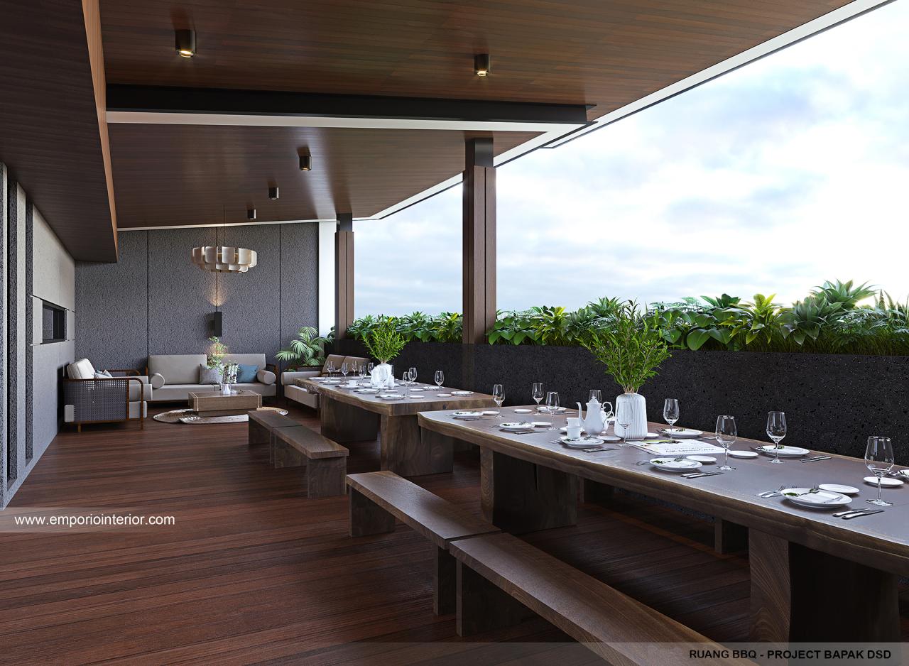 Desain Ruang BBQ Rumah Modern 3 Lantai Bapak DSD 1931 di Jakarta Barat ...