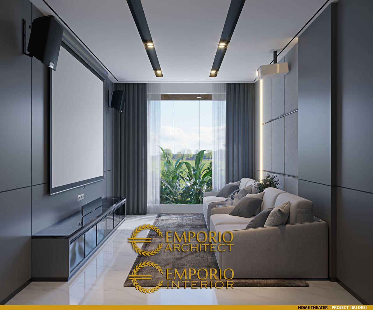 Desain Home Theater Rumah Modern 3 Lantai Ibu Desi di Cibubur, Jawa ...