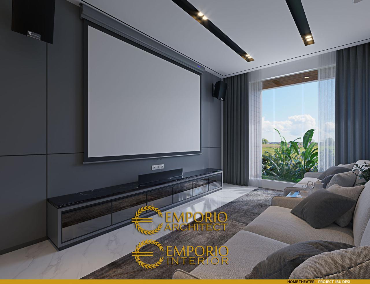 Desain Home Theater Rumah Modern 3 Lantai Ibu Desi di Cibubur, Jawa ...