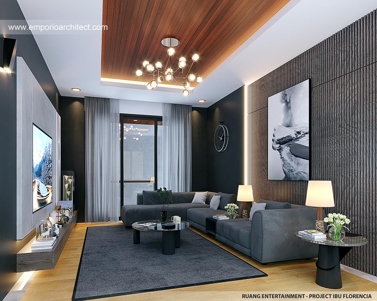 Desain Ruang Entertainment Rumah Modern 3 Lantai Ibu FLC II di Surabaya ...