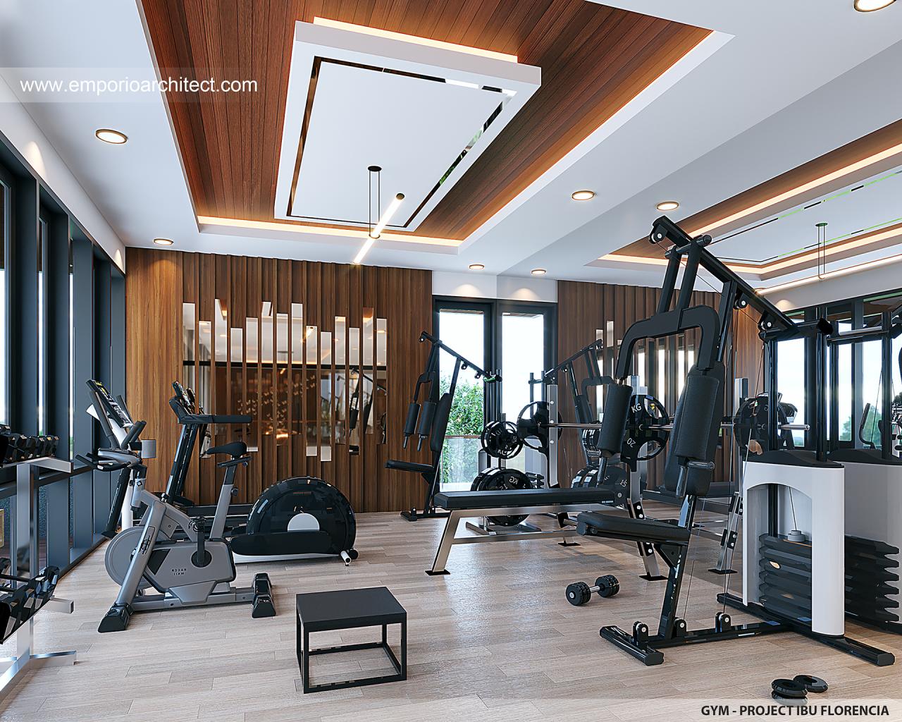 Desain Ruang Gym Rumah Modern 3 Lantai Ibu FLC II di Surabaya 32182 ...