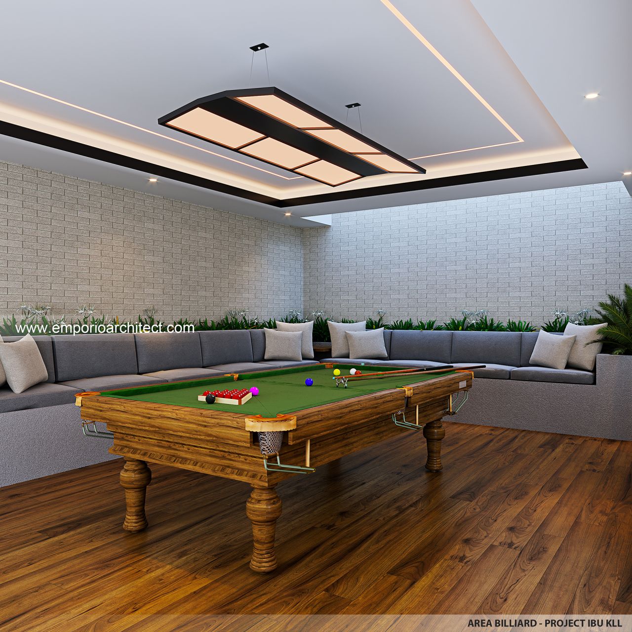 Desain Area Billiard Rumah Modern 3 Lantai Ibu KLL di Bandung 48111 ...