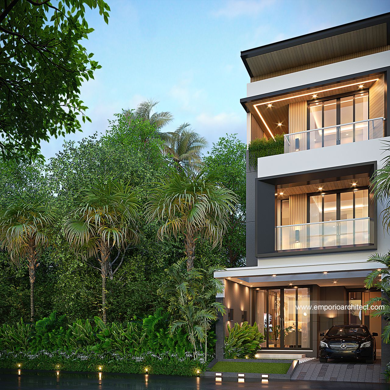 Desain Tampak Depan 3 Rumah Modern 3 Lantai Ibu EL di Jakarta 37134 ...