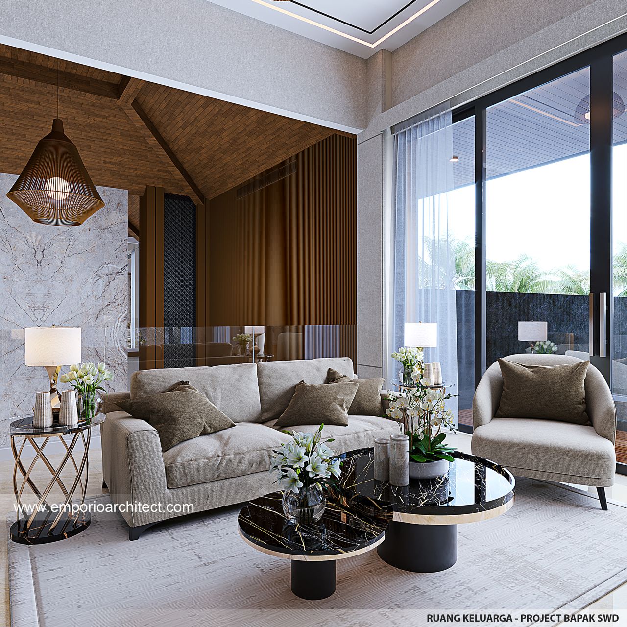 Desain Ruang Keluarga Rumah Modern 3 Lantai Bapak SWD di Samarinda ...