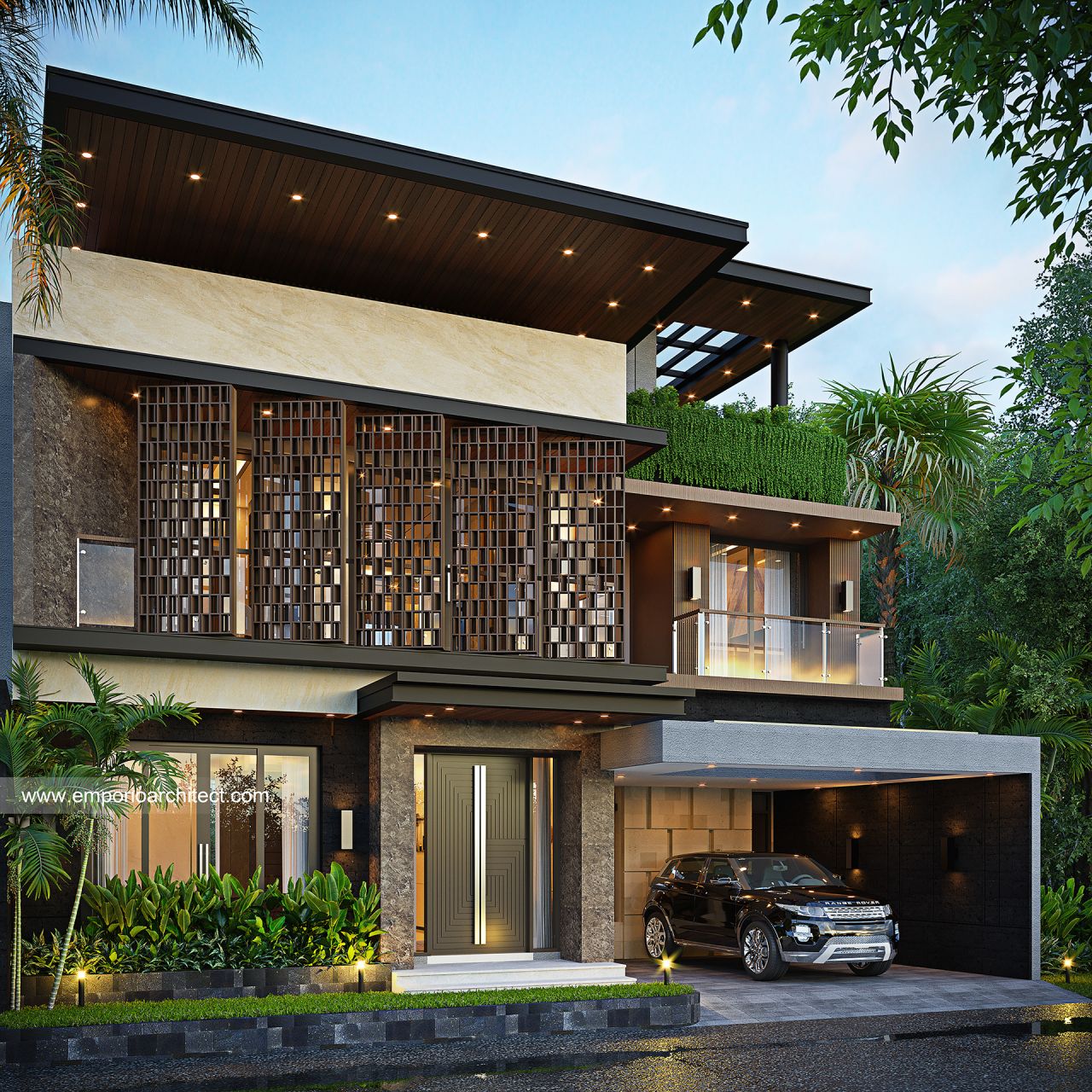 Desain Tampak Depan 2 Rumah Modern 3 Lantai Bapak AJR di Yogyakarta ...