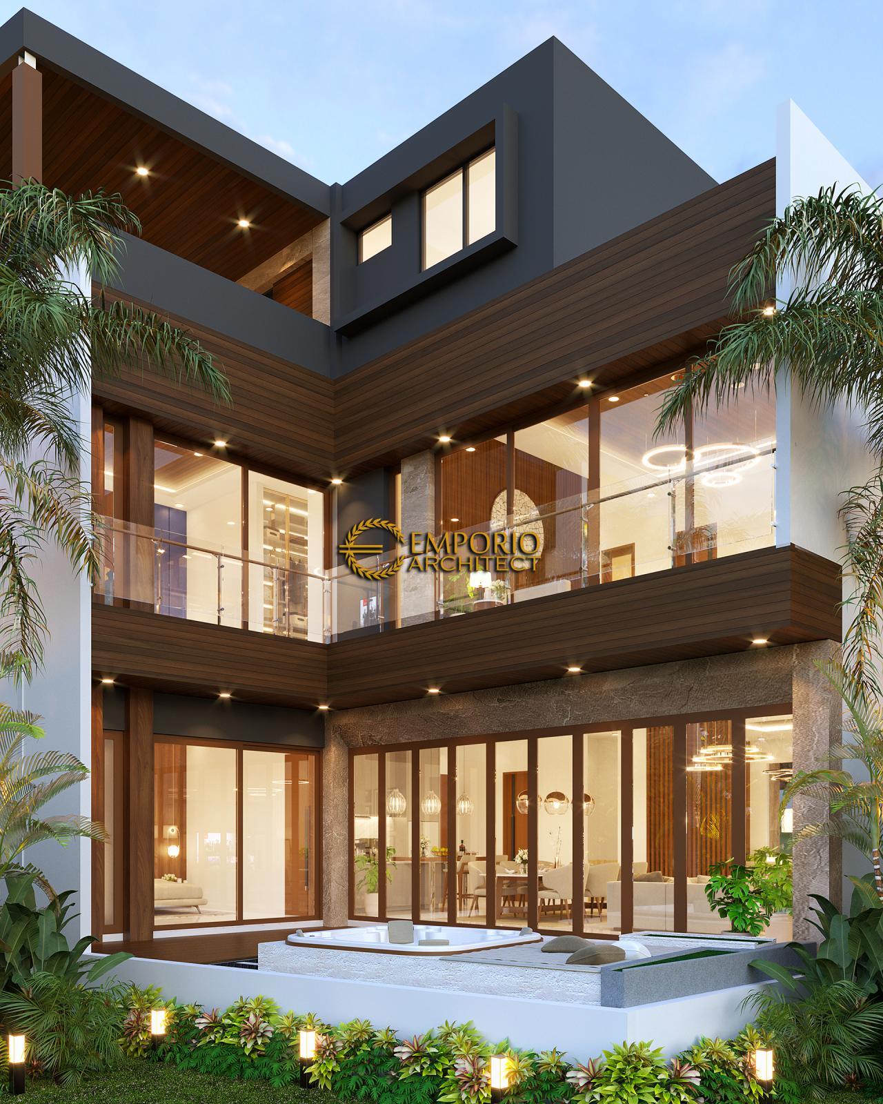 Desain Tampak Belakang Rumah Modern 3 Lantai Ibu Dyah di Bandung, Jawa ...