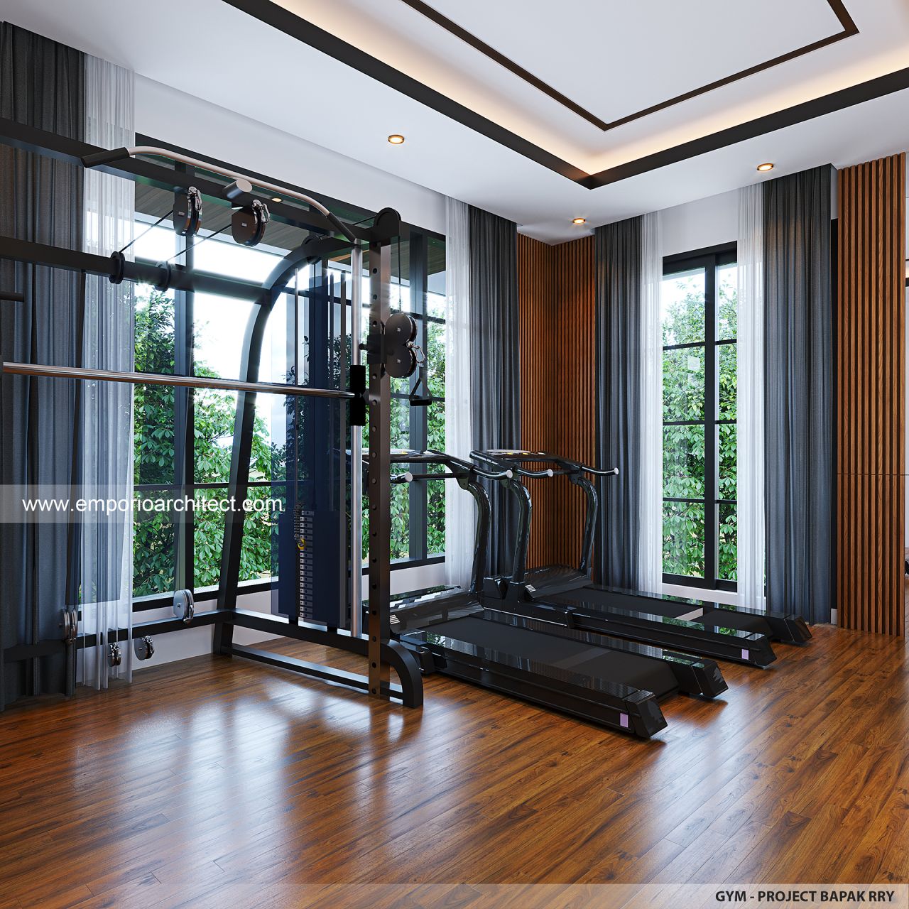 Desain Ruang Gym Rumah Modern 3 Lantai Bapak RRY di Makassar 42412 ...