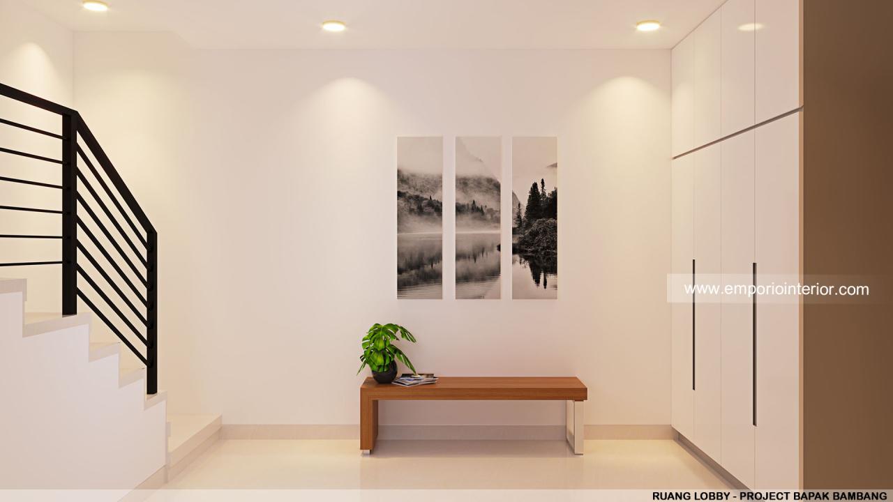 Desain Ruang Lobby Rumah Modern 3.5 Lantai Bapak Bambang di Jakarta ...
