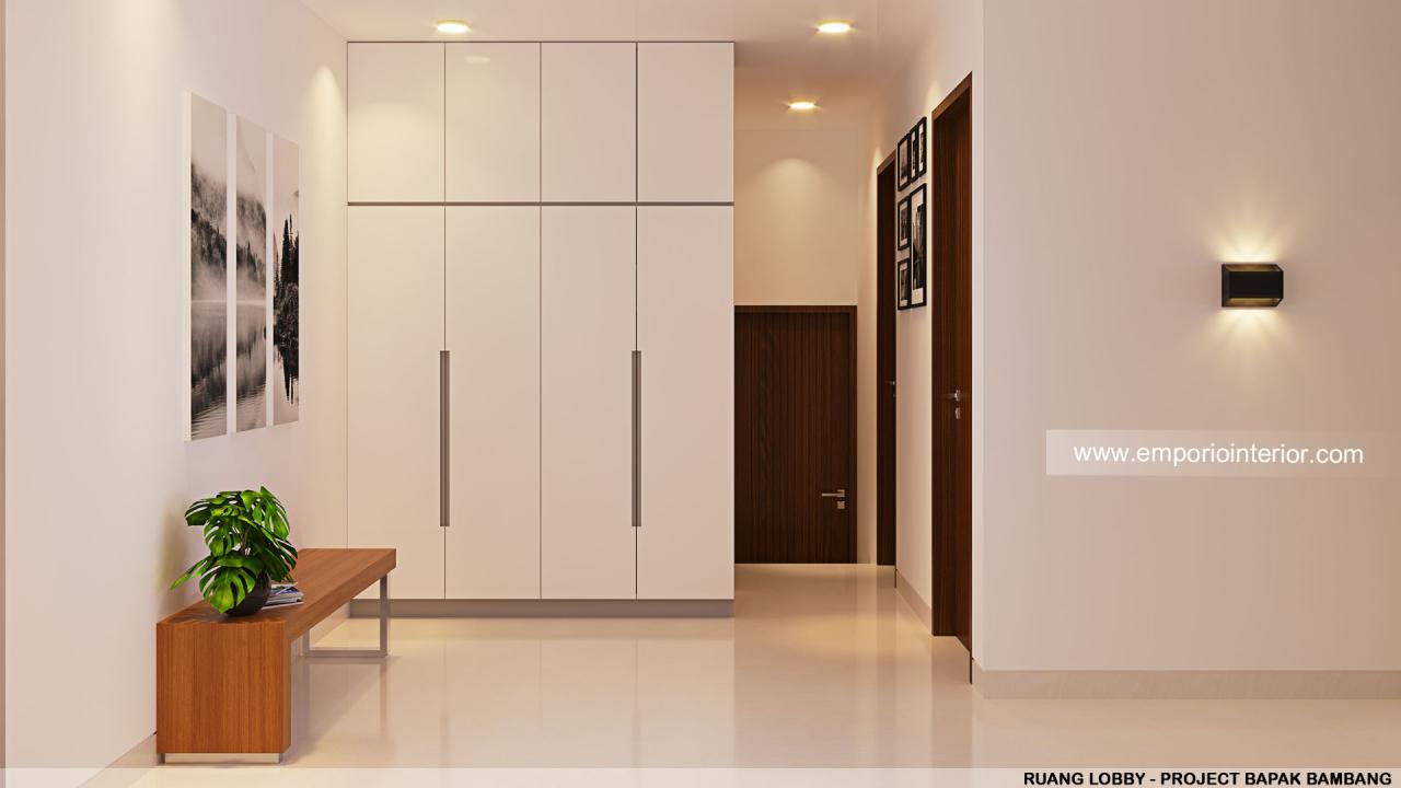 Desain Ruang Lobby Rumah Modern 3.5 Lantai Bapak Bambang di Jakarta ...