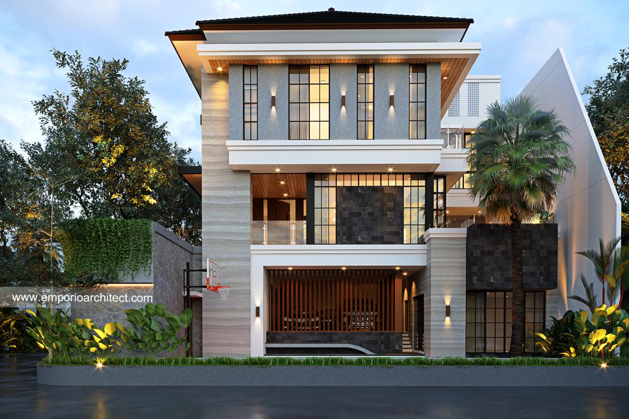 Desain Tampak Samping Rumah Modern 3.5 Lantai Bapak Bambang di Jakarta ...