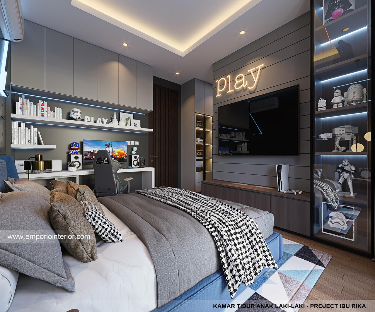 Desain Kamar Tidur Anak Laki-laki Rumah Modern 3.5 Lantai Ibu R.A di ...