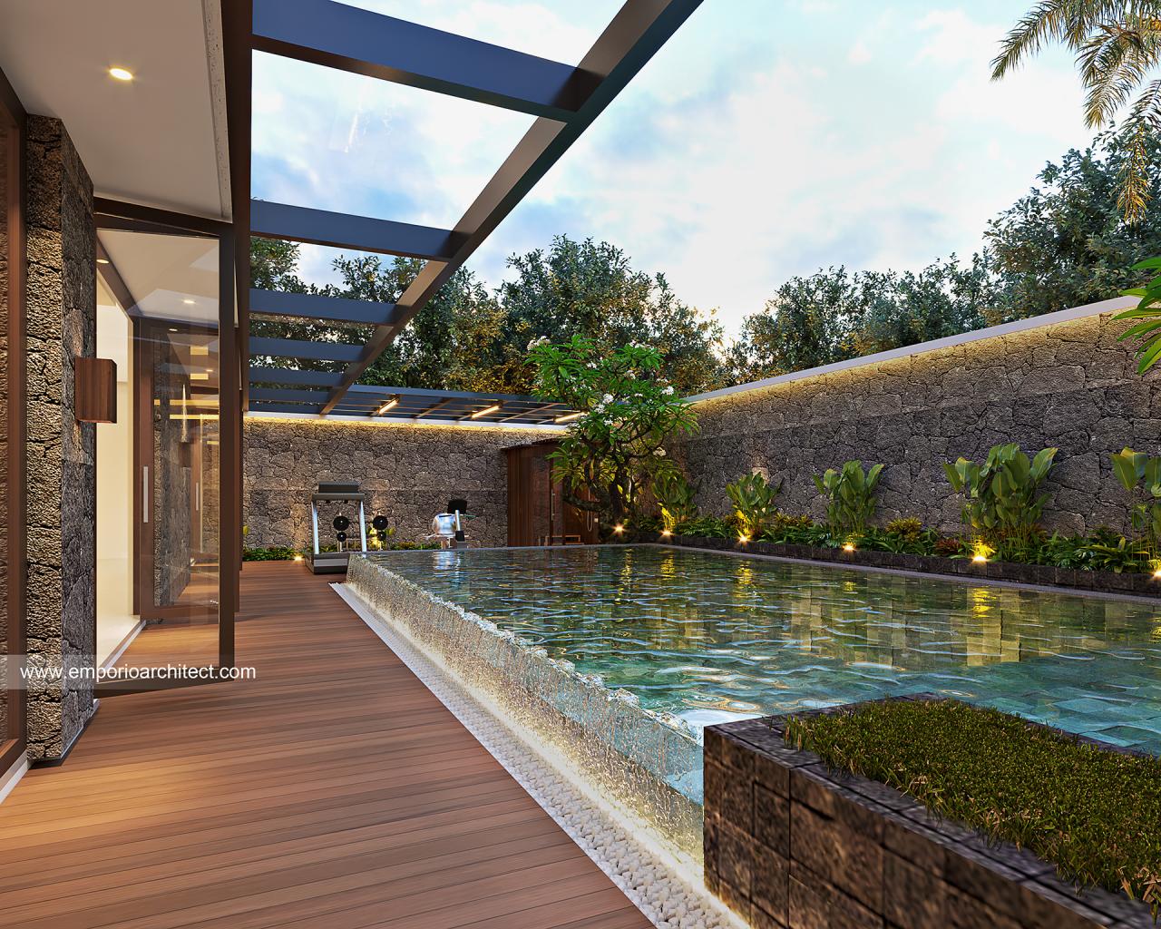 Desain Tampak Detail Belakang 2 Rumah Modern 3.5 Lantai Ibu R.A di ...