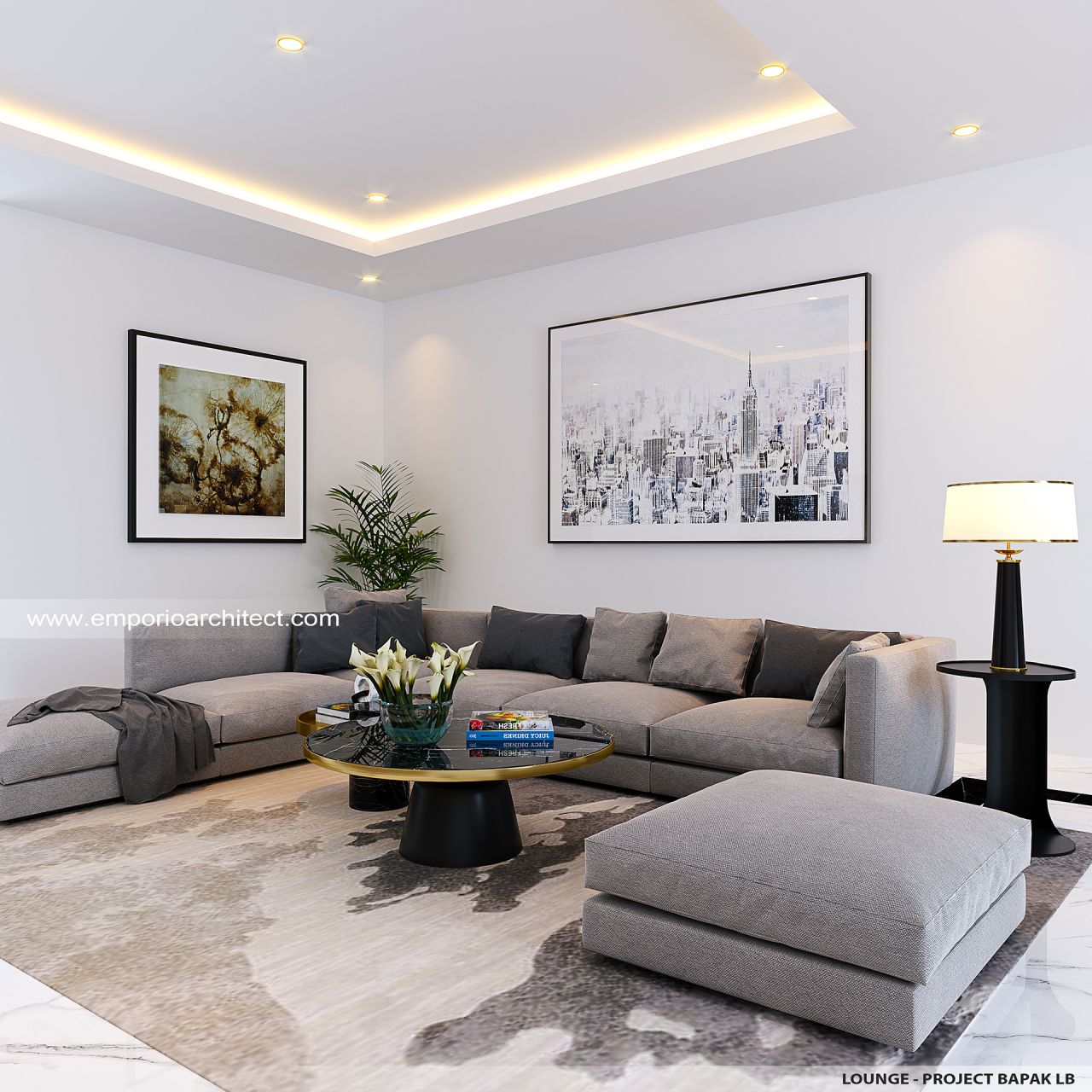 Desain Lounge Rumah Modern 4 Lantai Bapak LB di Jakarta 41089 - Desain ...