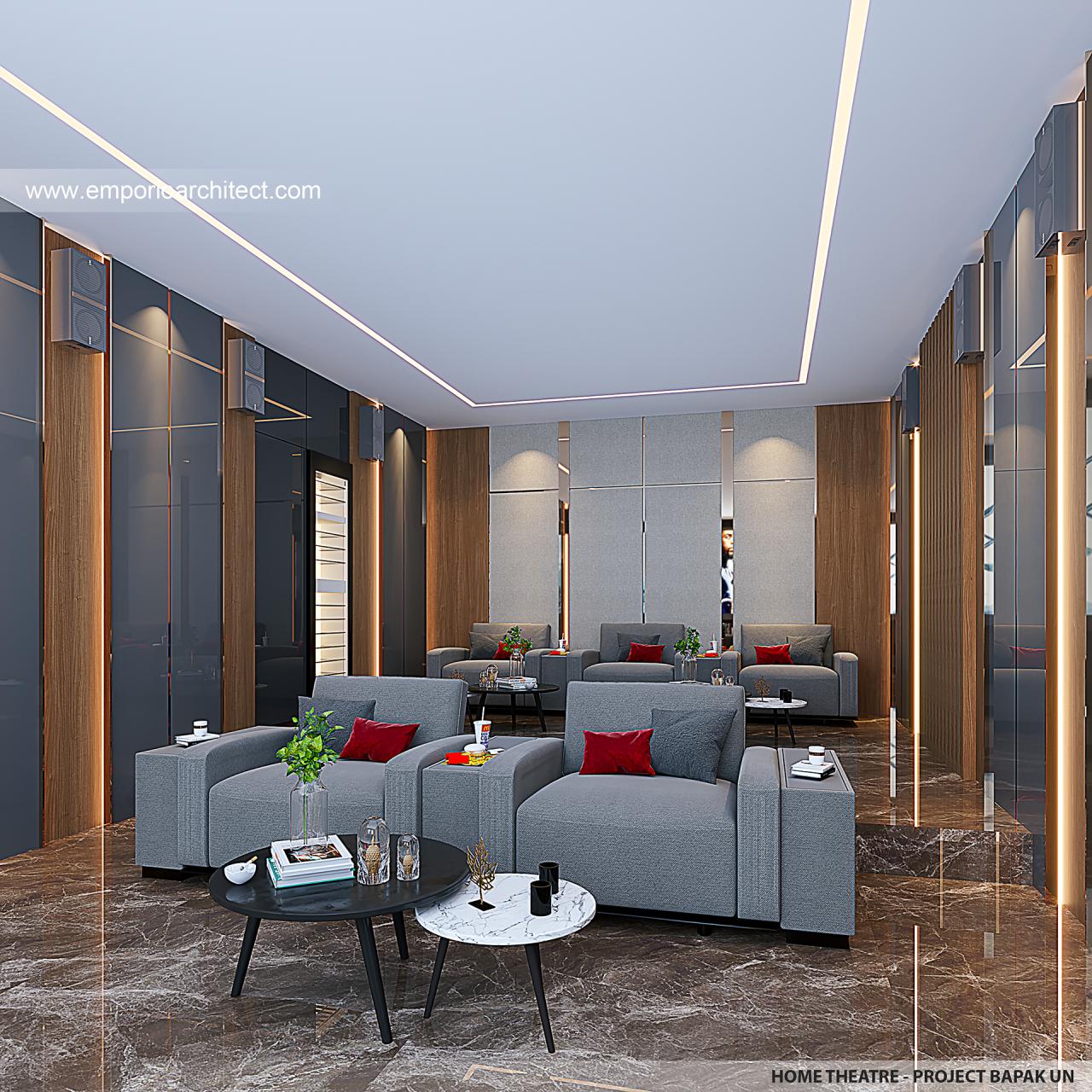 Desain Ruang Theater Rumah Modern 4 Lantai Bapak UN di Kelapa Gading ...