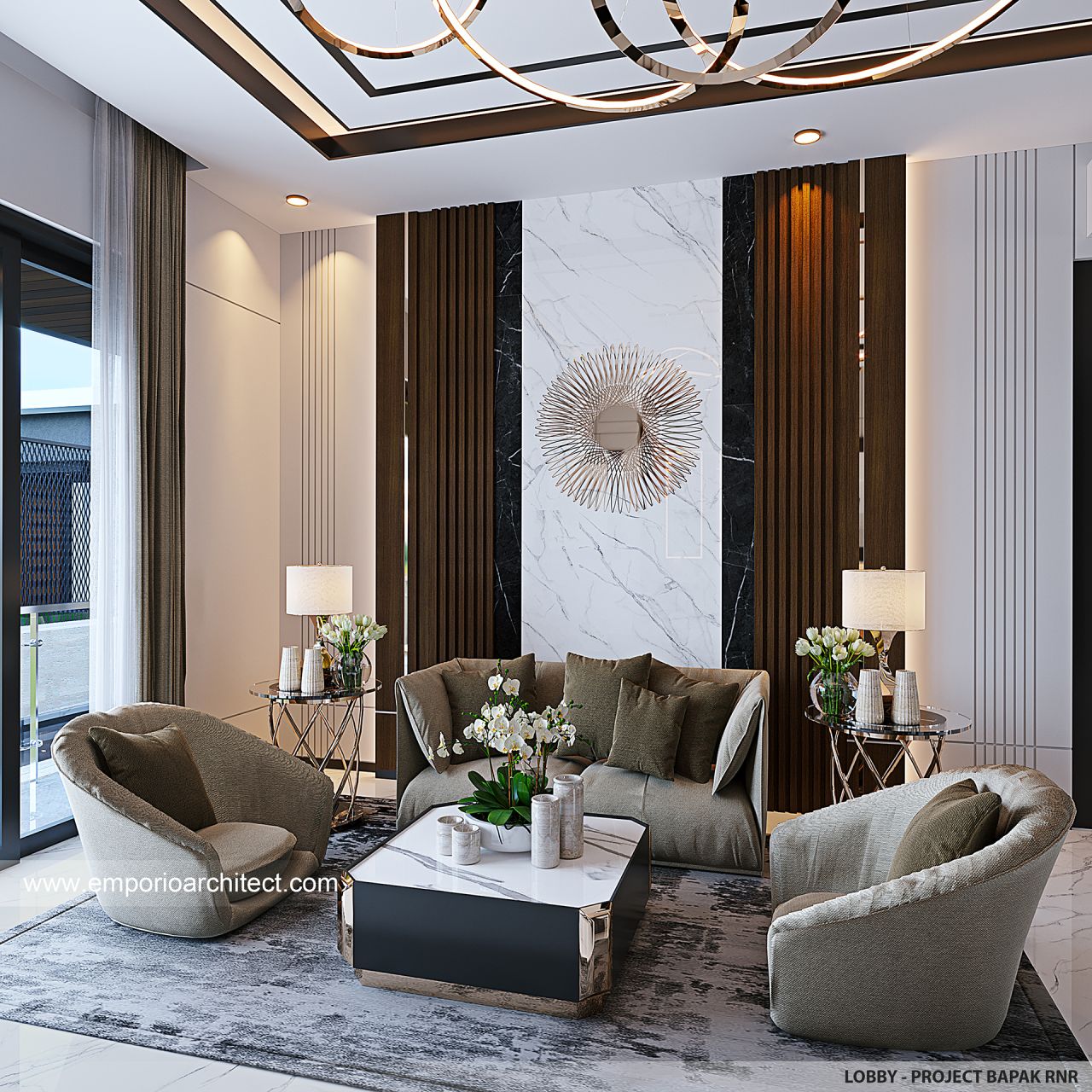 Desain Lobby Rumah Modern 4 Lantai Bapak RNR di Jakarta 39542 - Desain ...