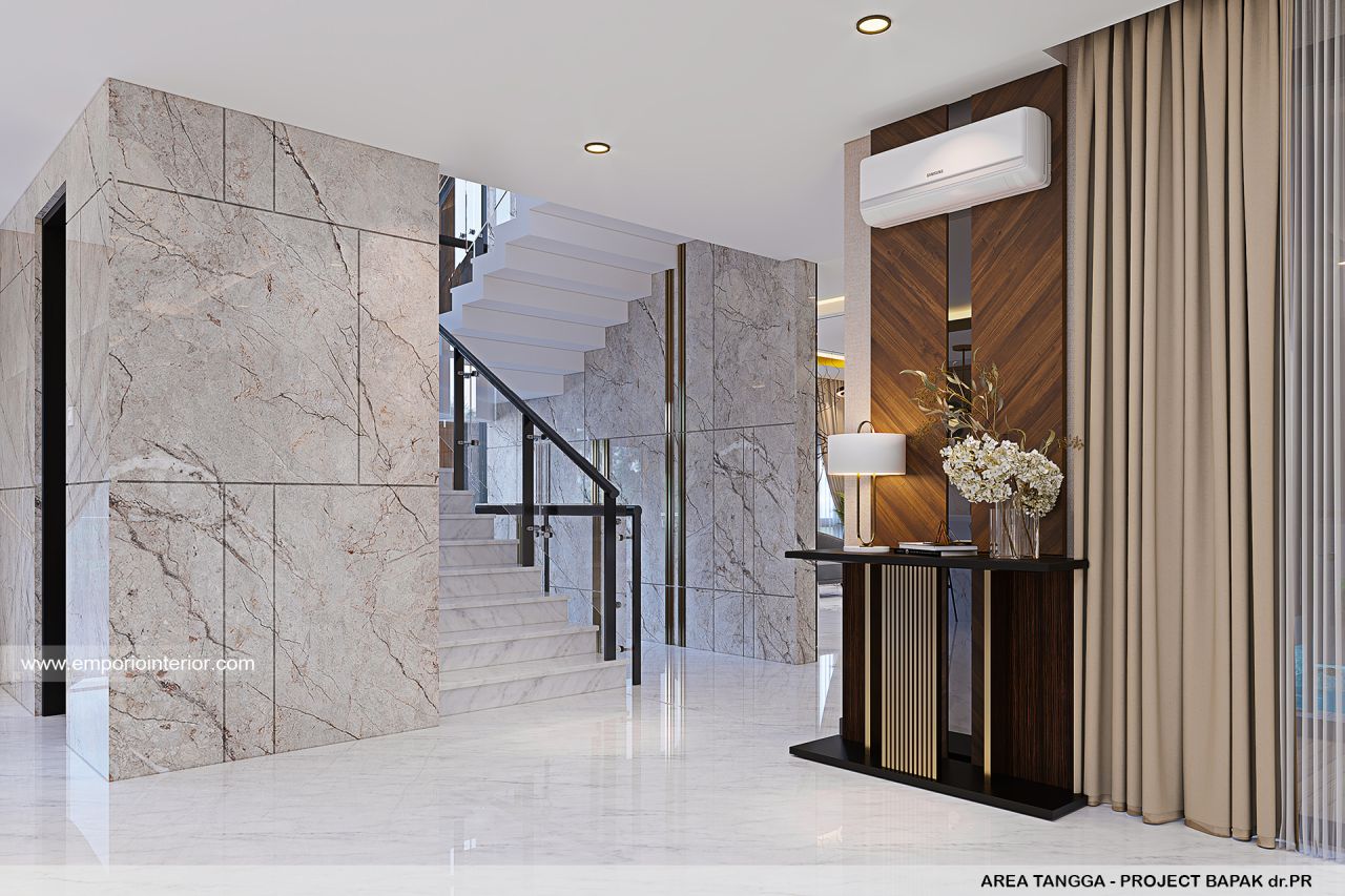 Desain Area Tangga Rumah Modern 4 Lantai Bapak dr. PR di Denpasar, Bali ...