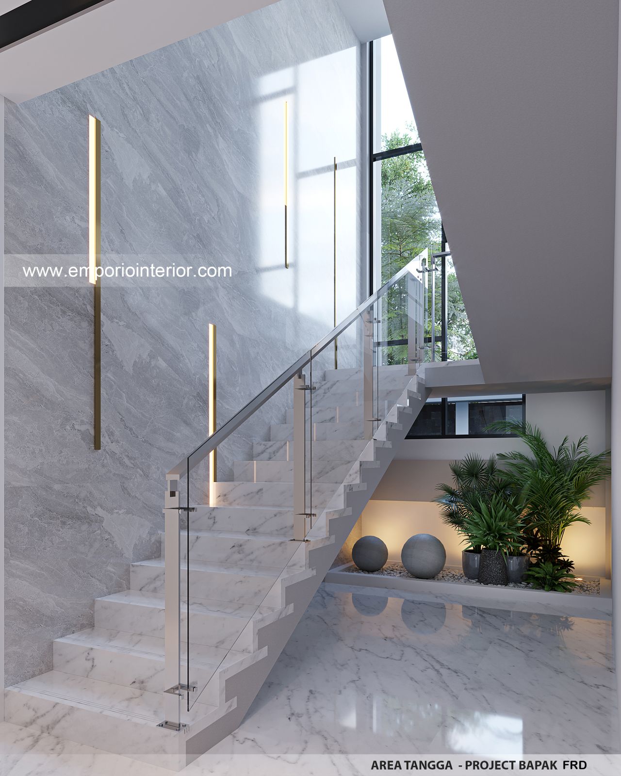 Desain Area Tangga Rumah Modern 4 Lantai Bapak FRD di Kemayoran ...