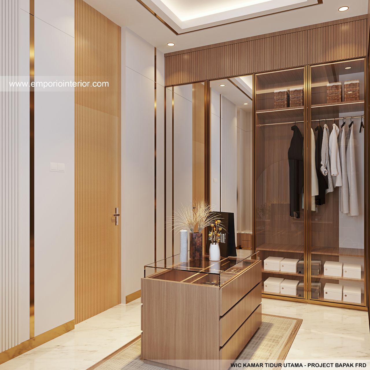 Desain WIC Kamar Tidur Utama Rumah Modern 4 Lantai Bapak FRD di ...