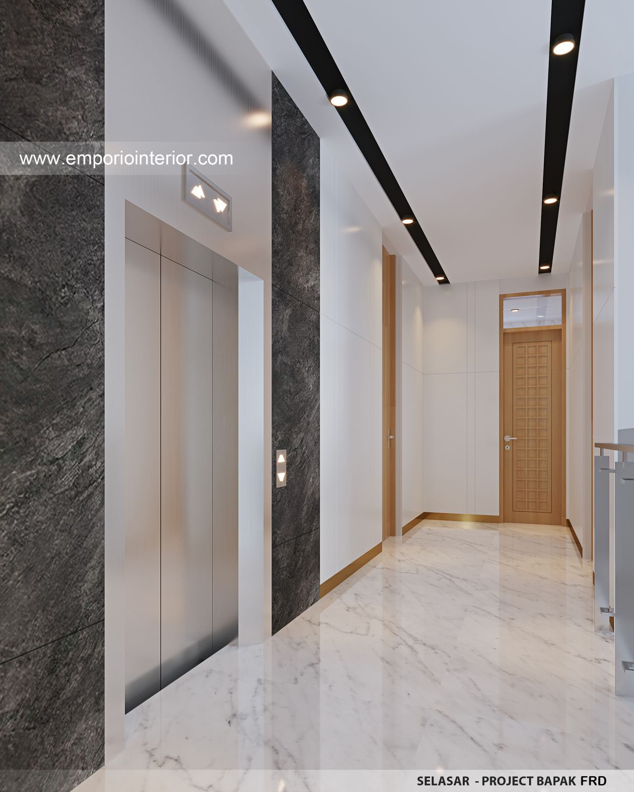 Desain Selasar Rumah Modern 4 Lantai Bapak FRD di Kemayoran, Jakarta ...