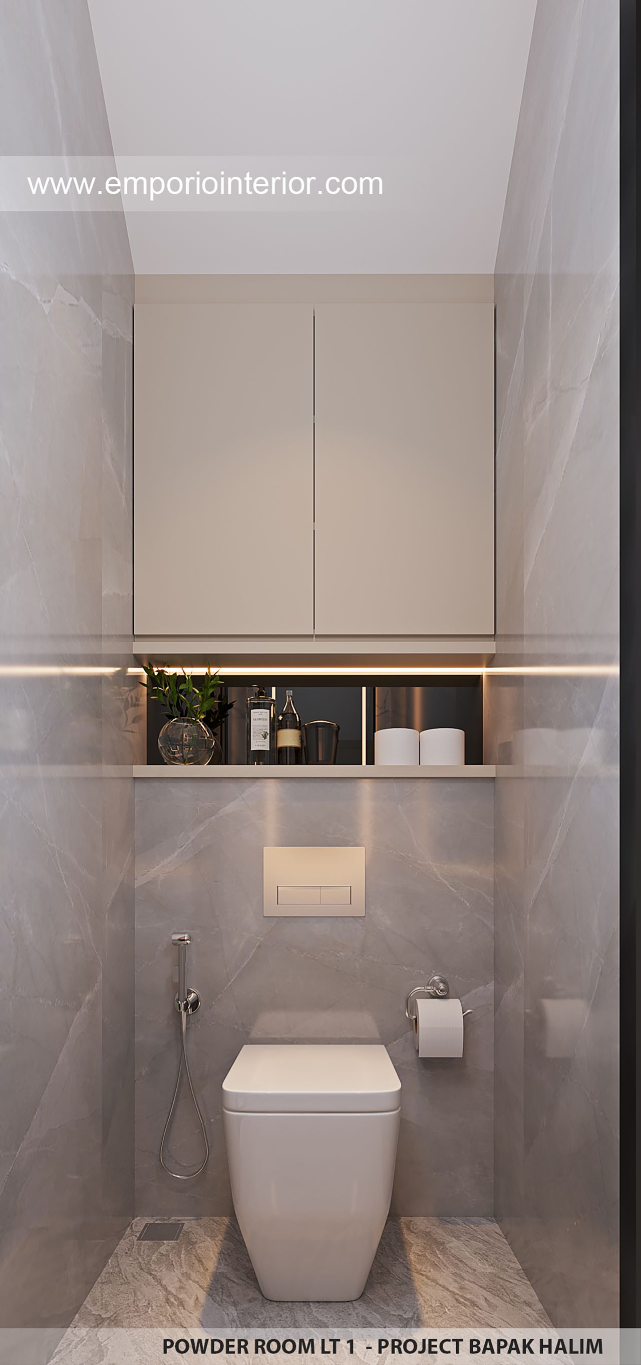 Desain Toilet Tamu Rumah Modern 4 Lantai Bapak HLM di Jakarta Barat ...