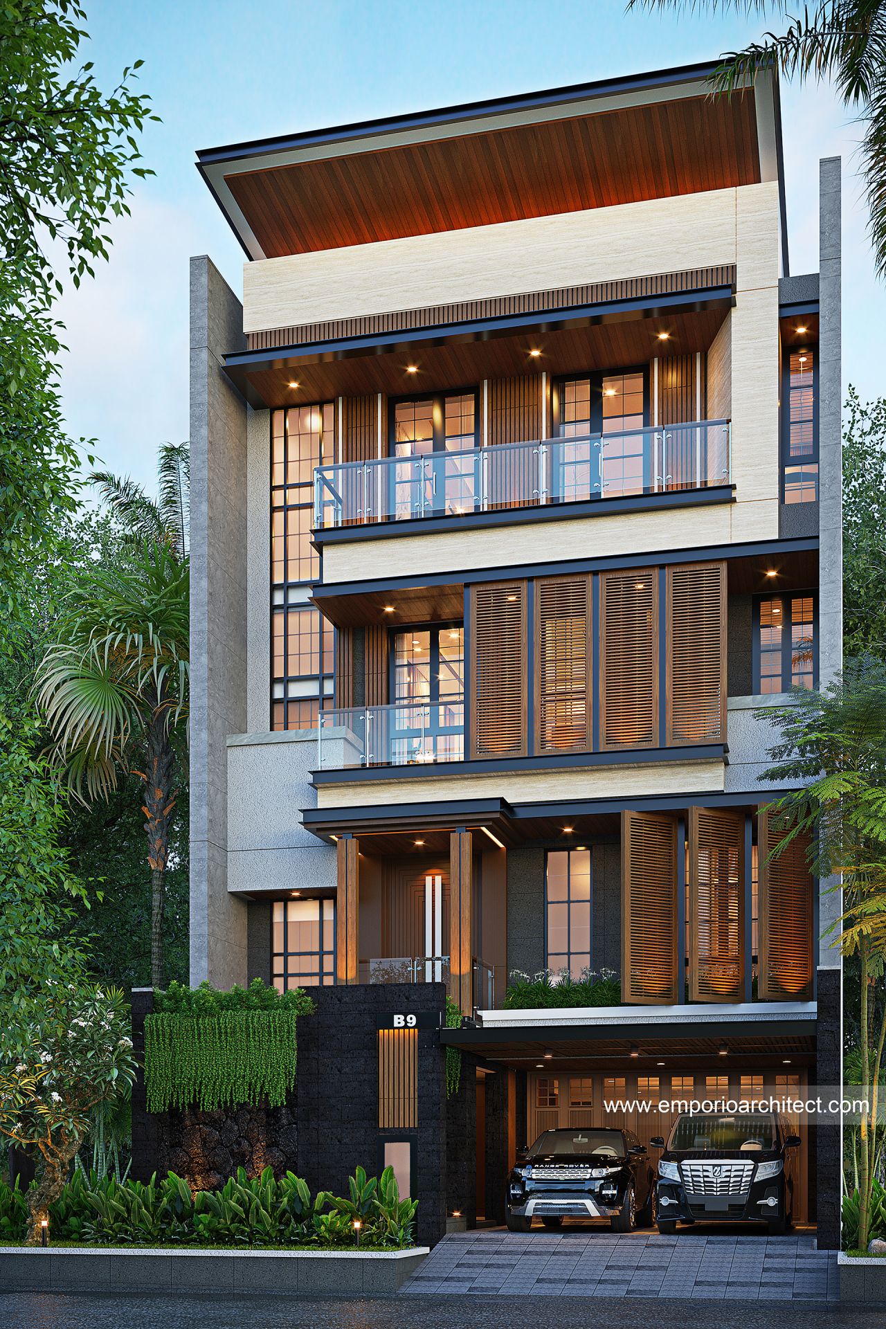 Desain Tampak Depan 2 Rumah Modern 4 Lantai Ibu A di Makassar 46082 ...