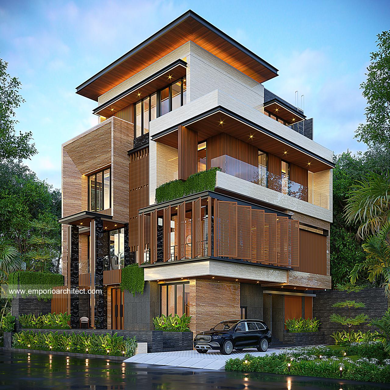 Mrs. VVT 1644 Modern House 4 Floors Design - Jakarta 34345 - Side View ...