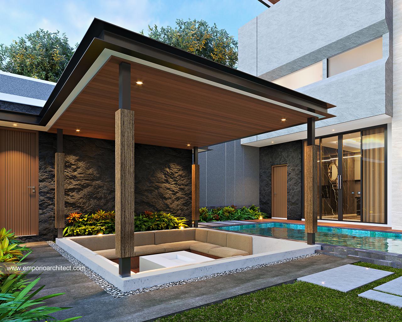Desain Area Sanken Rumah Modern 4 Lantai Mrs. Natasha di Jakarta 27506 ...