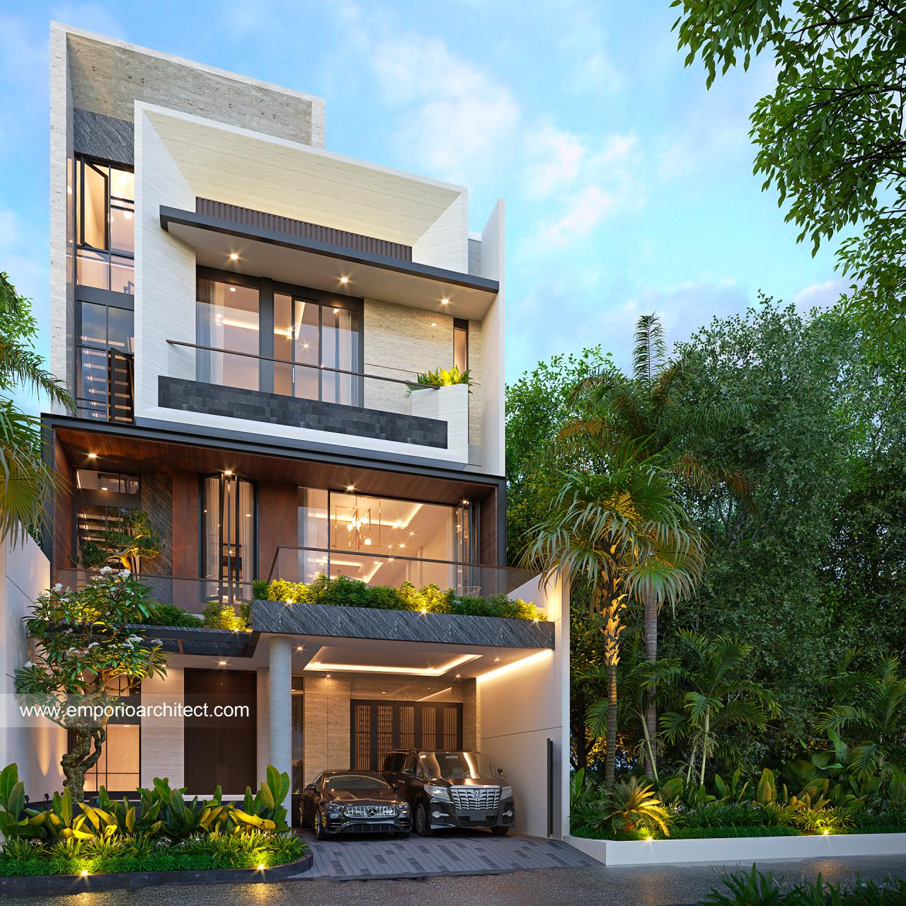 Mr. TNY 1483 Modern House 4 Floors Design - Jakarta 29837 - Front View ...