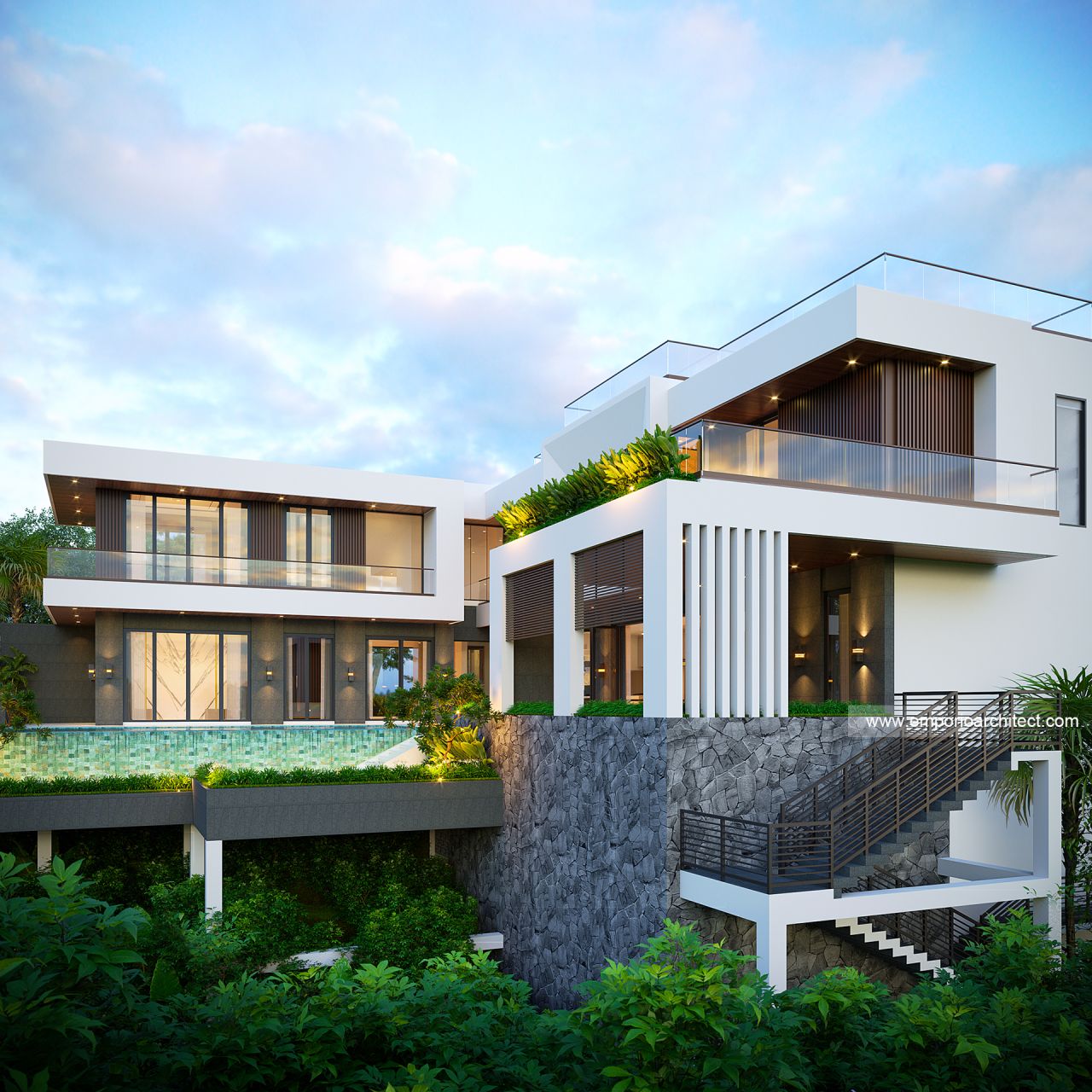 Mr. HYN 1784 Modern House 4 Floors Design - Batam 38890 - Side View ...