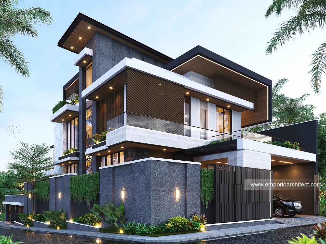 Desain Tampak Hook Dengan Pagar Rumah Modern 4 Lantai Bapak Ali di ...