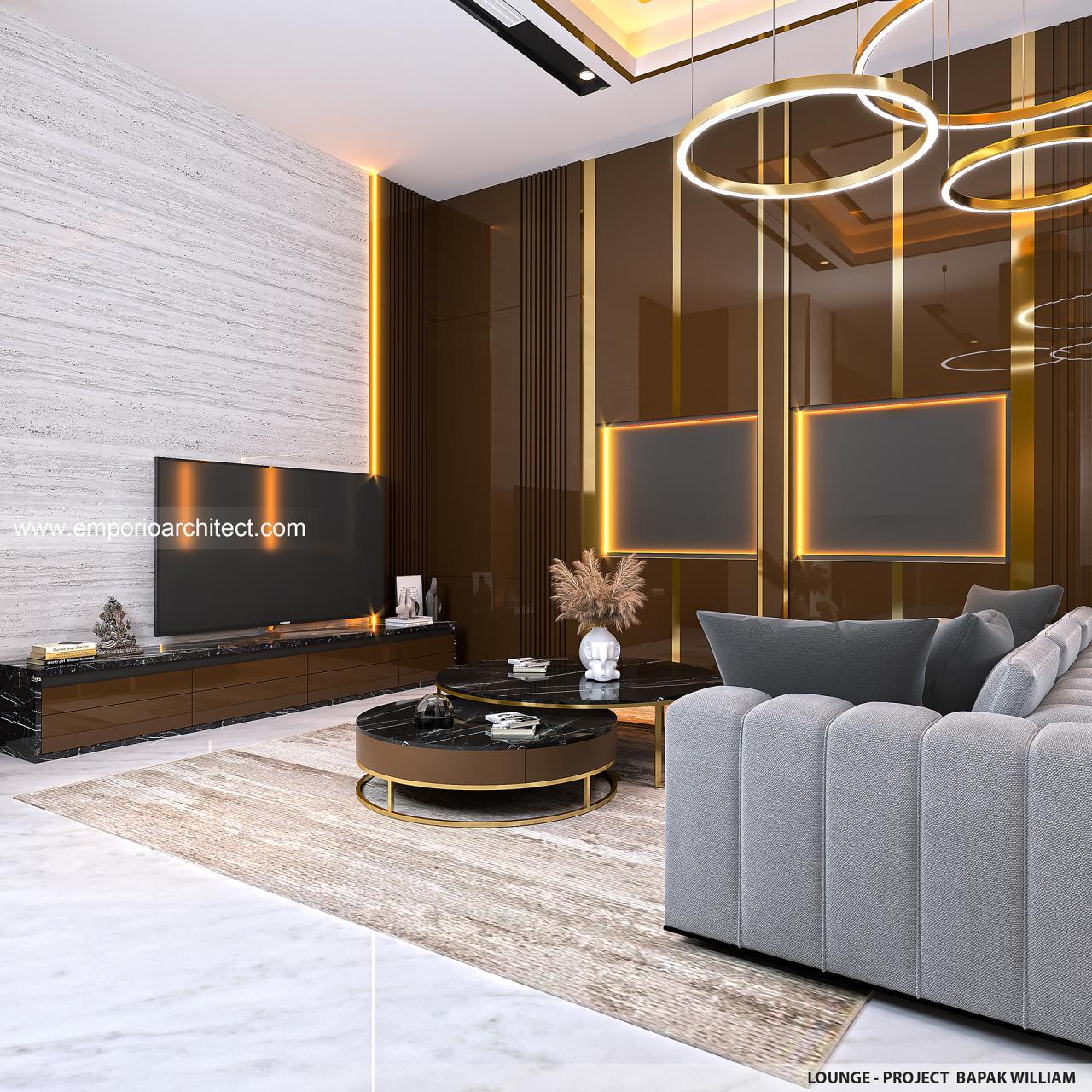 Desain Lounge Rumah Modern 4 Lantai Bapak WLM di PIK, Jakarta Utara ...