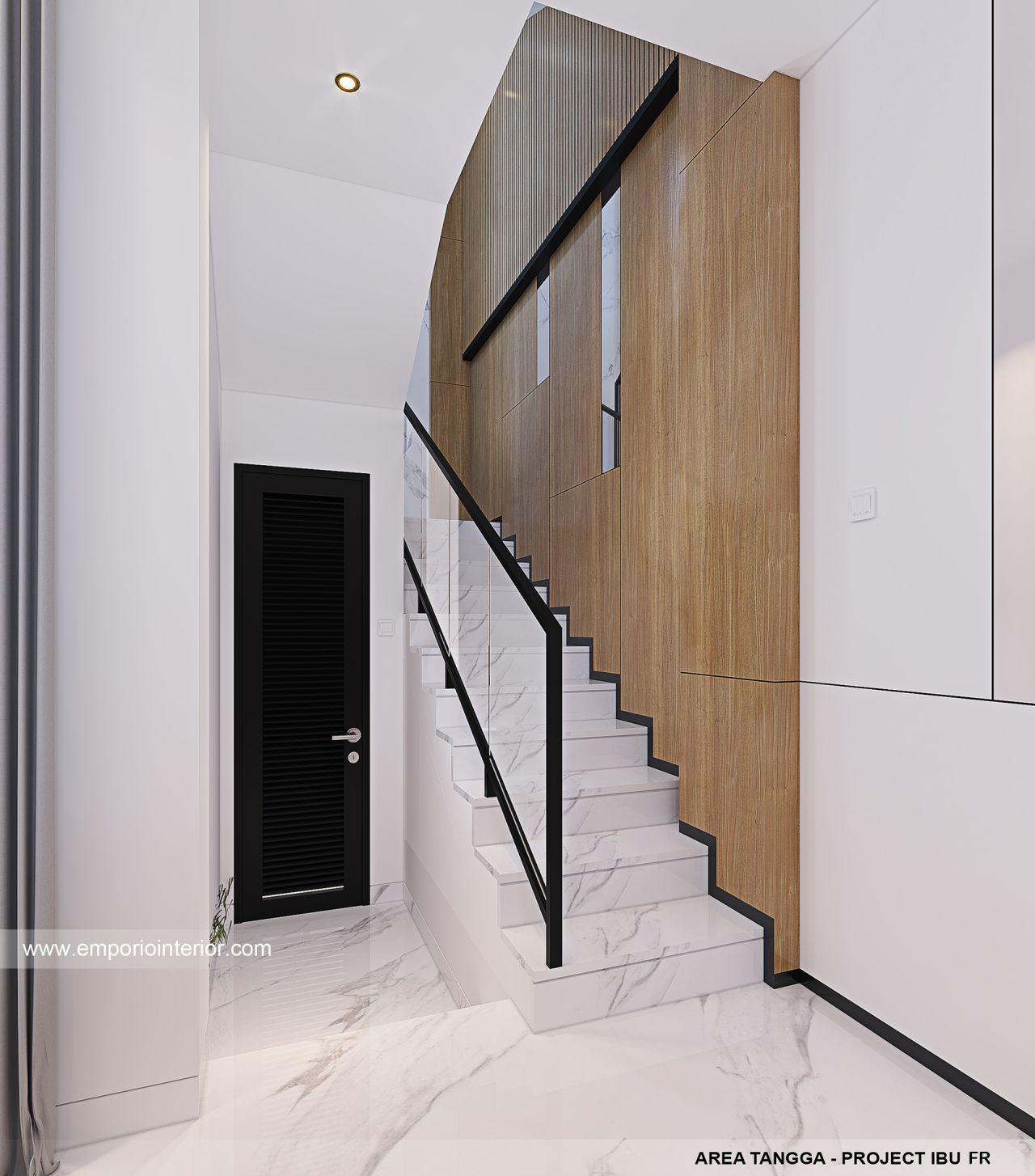Desain Area Tangga Rumah Modern 4 Lantai Ibu FR di Tebet, Jakarta ...