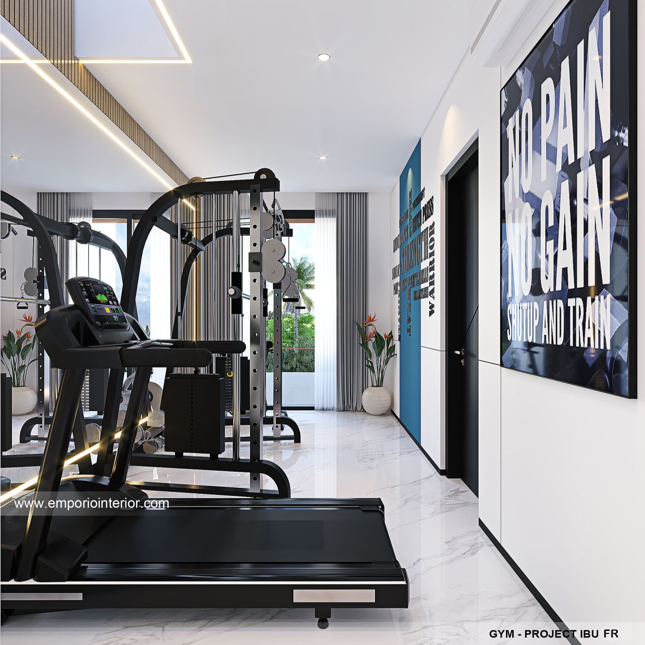 Desain Area Gym Rumah Modern 4 Lantai Ibu FR di Tebet, Jakarta Selatan ...