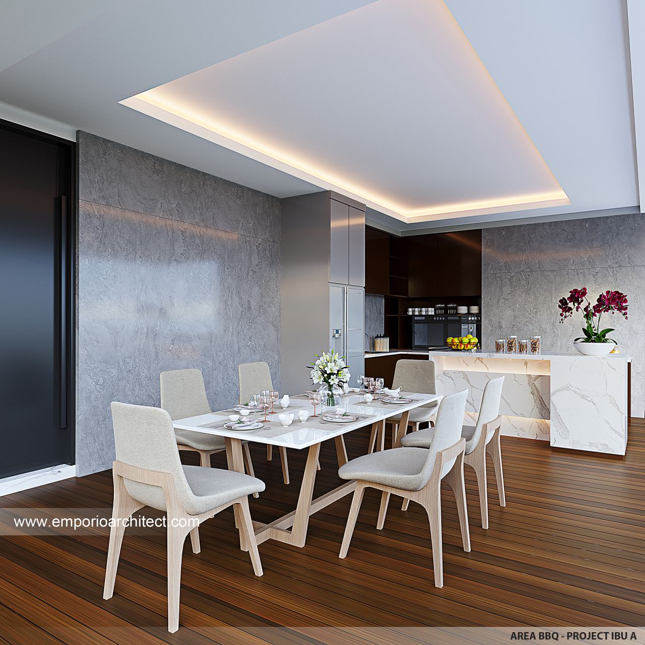 Desain Area BBQ Rumah Modern 4 Lantai Ibu A di BSD, Tangerang Selatan ...