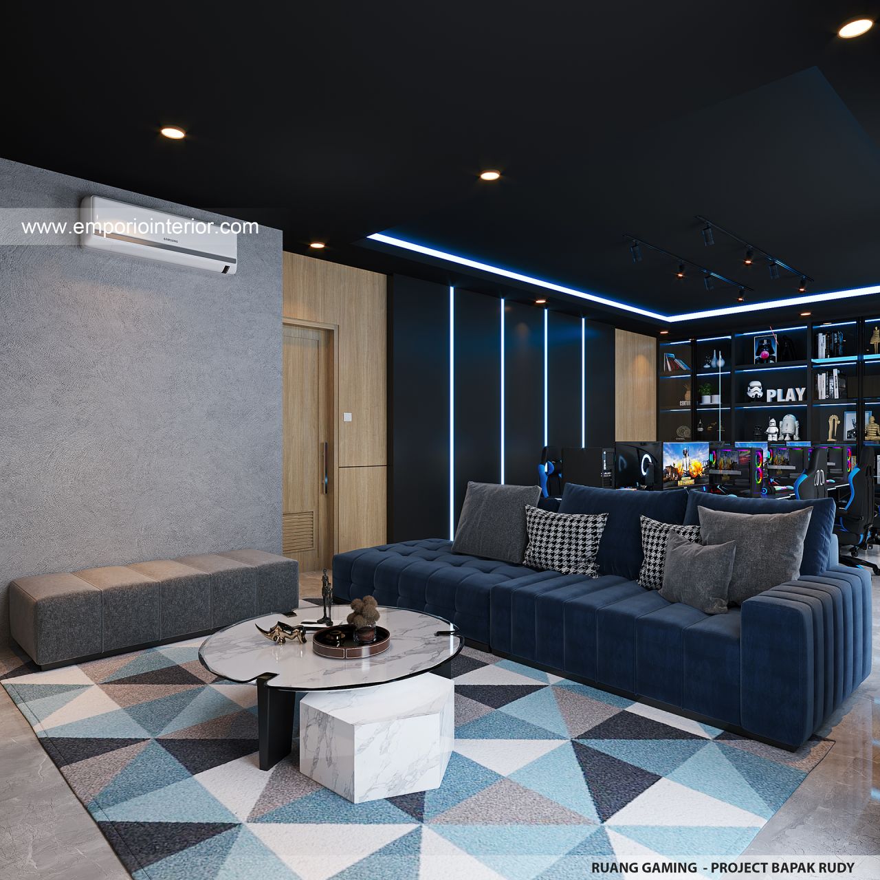 Desain Ruang Gaming Rumah Modern 4.5 Lantai Bapak RSH di PIK, Jakarta ...