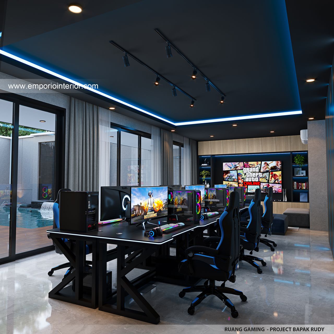 Desain Ruang Gaming Rumah Modern 4.5 Lantai Bapak RSH di PIK, Jakarta ...