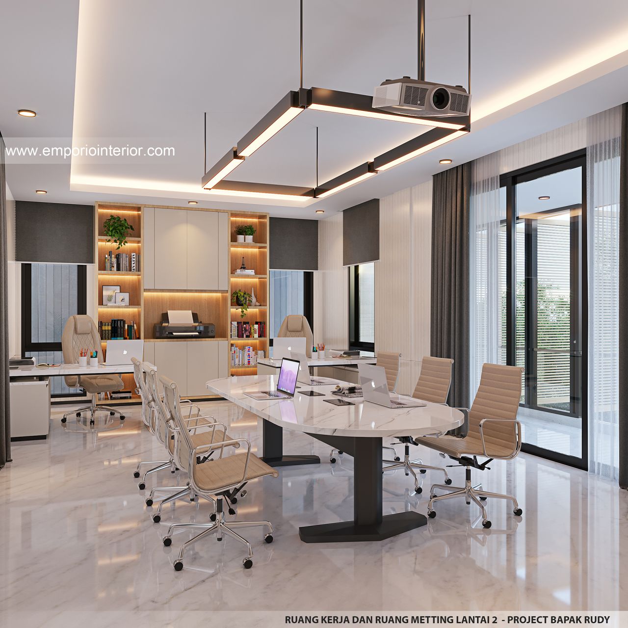 Desain Ruang Kerja dan Ruang Meeting Rumah Modern 4.5 Lantai Bapak RSH ...