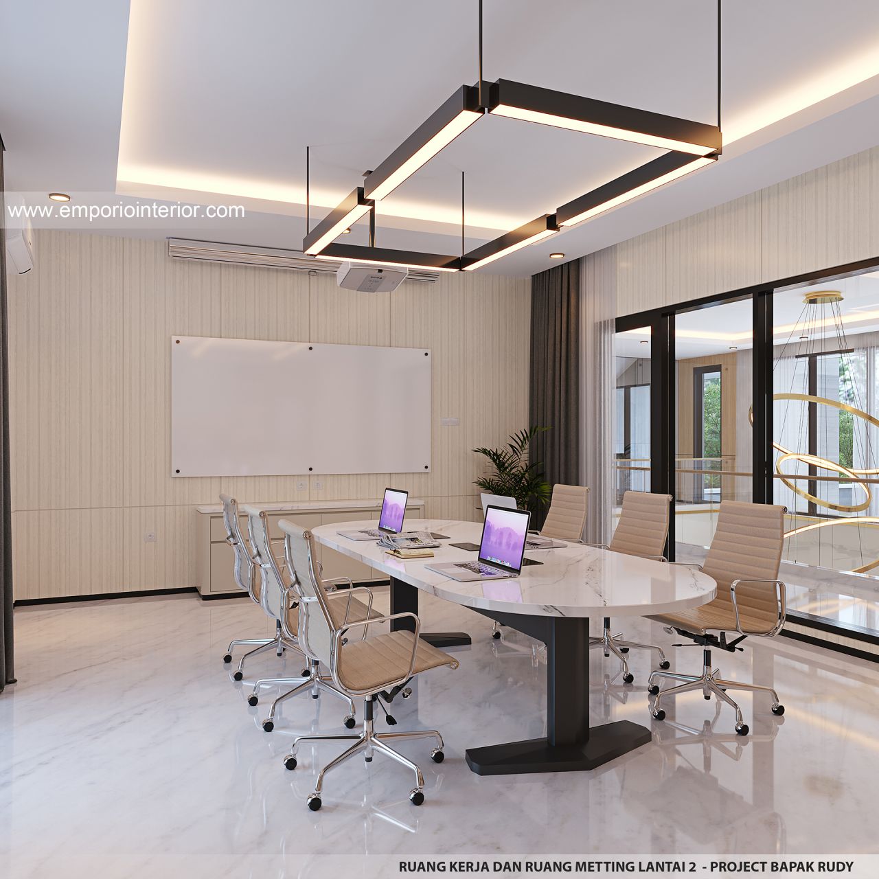 Desain Ruang Kerja dan Ruang Meeting Rumah Modern 4.5 Lantai Bapak RSH ...