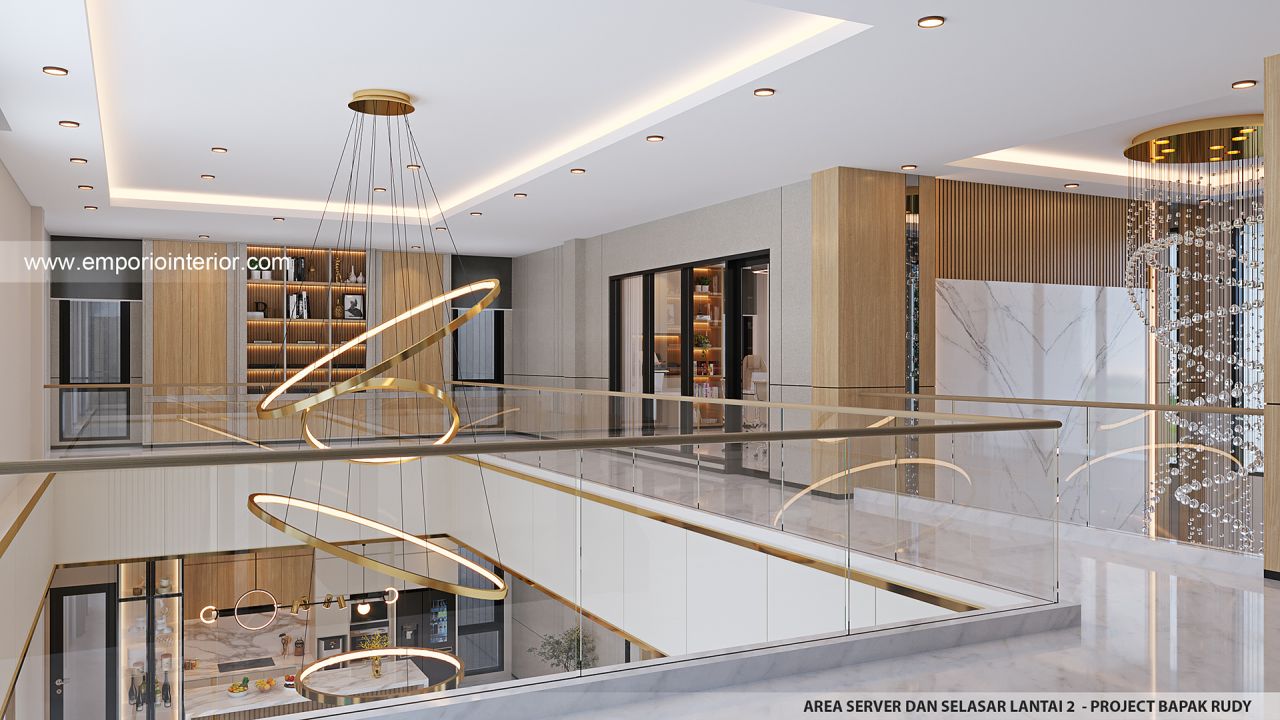 Desain Area Server dan Selasar Lantai 2 Rumah Modern 4.5 Lantai Bapak ...