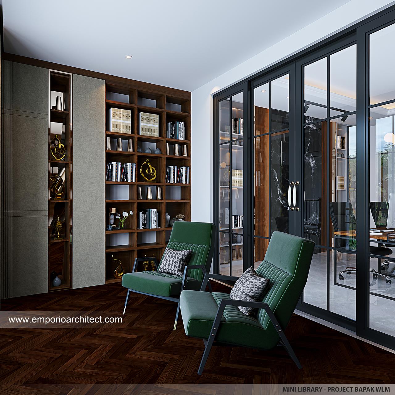 Desain Mini Library Rumah Modern American Klasik 3 Lantai Bapak WLM di Tangerang 34587 - Desain ...