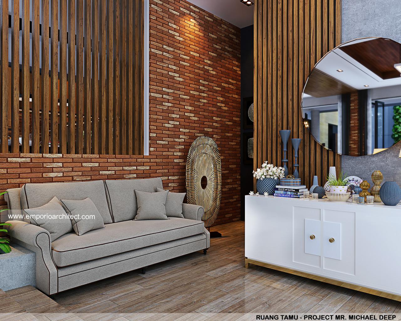 Desain Ruang Tamu Rumah Modern Industrial 2 Lantai Mr. MD di Jember ...