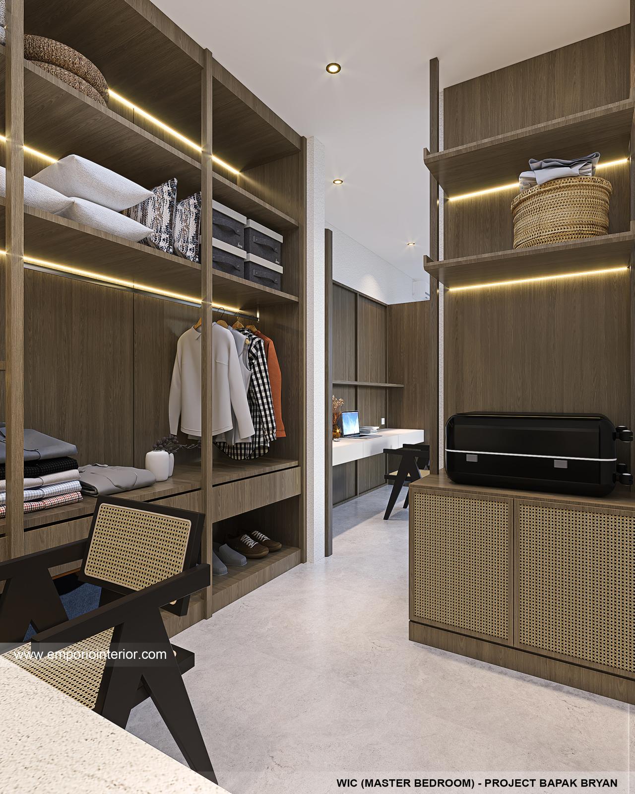 Desain WIC - Kamar Tidur Utama Rumah Modern Industrial 2.5 Lantai Bapak ...