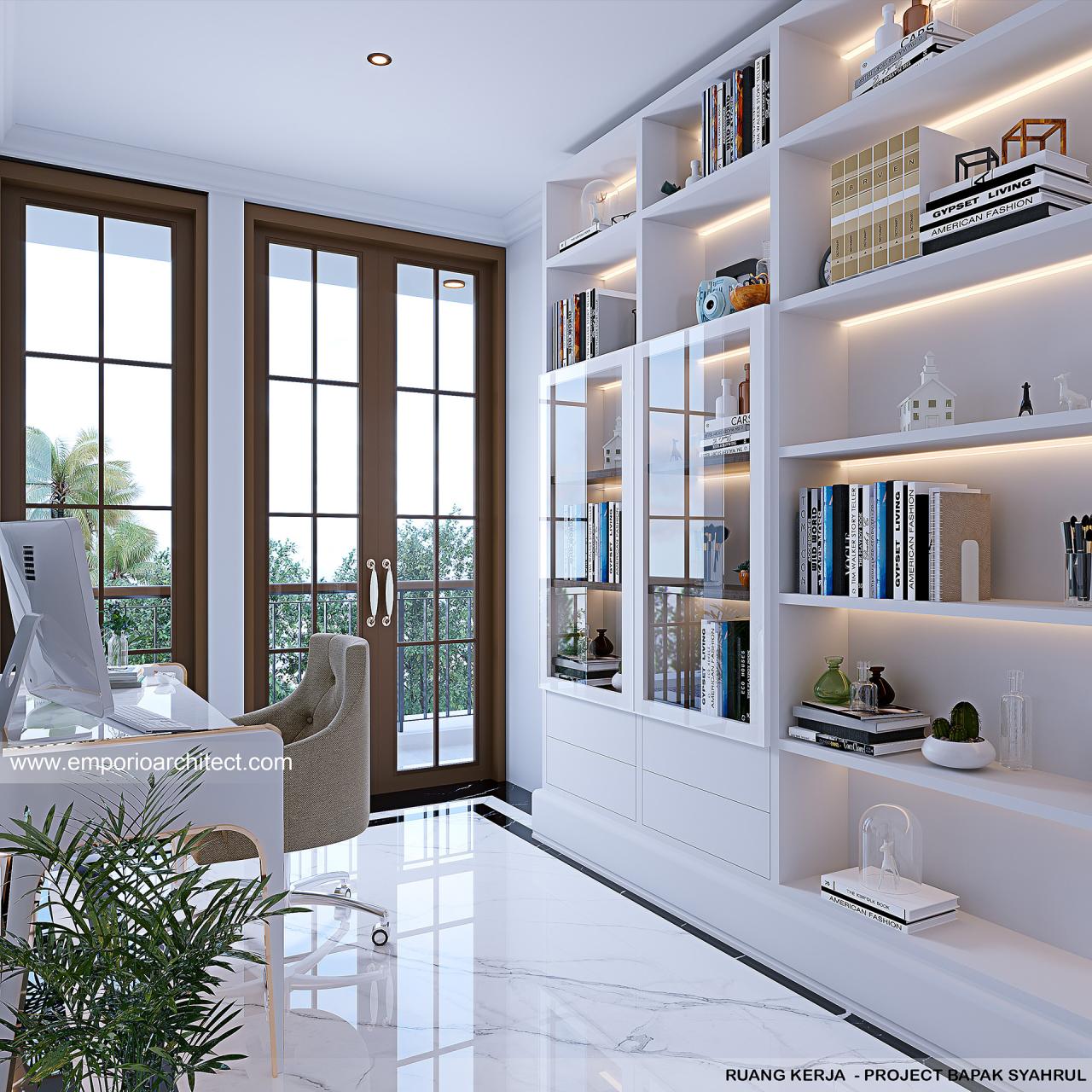 Desain Ruang Kerja Rumah Modern Klasik 2 Lantai Bapak SHL di Bekasi ...