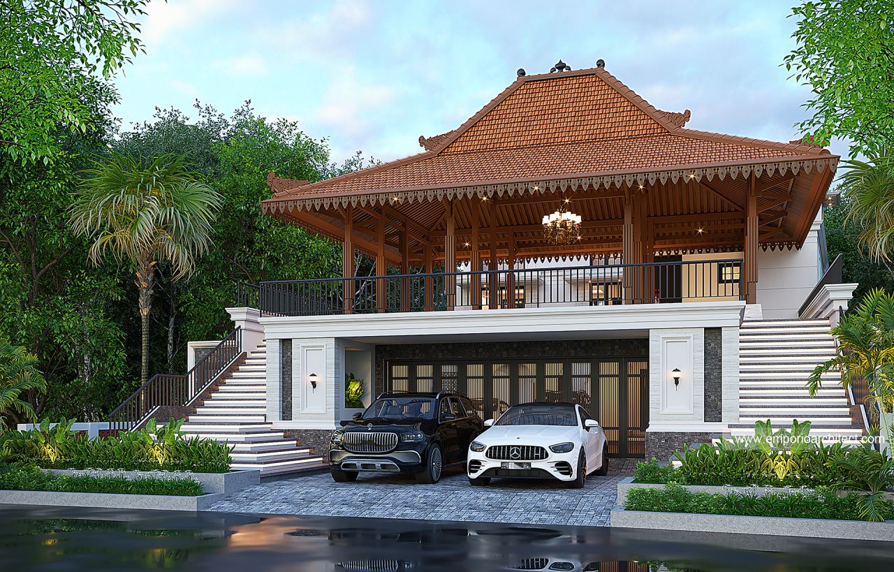 Desain Tampak Depan 2 Rumah Modern Klasik 3 Lantai Bapak NVN di Bogor ...