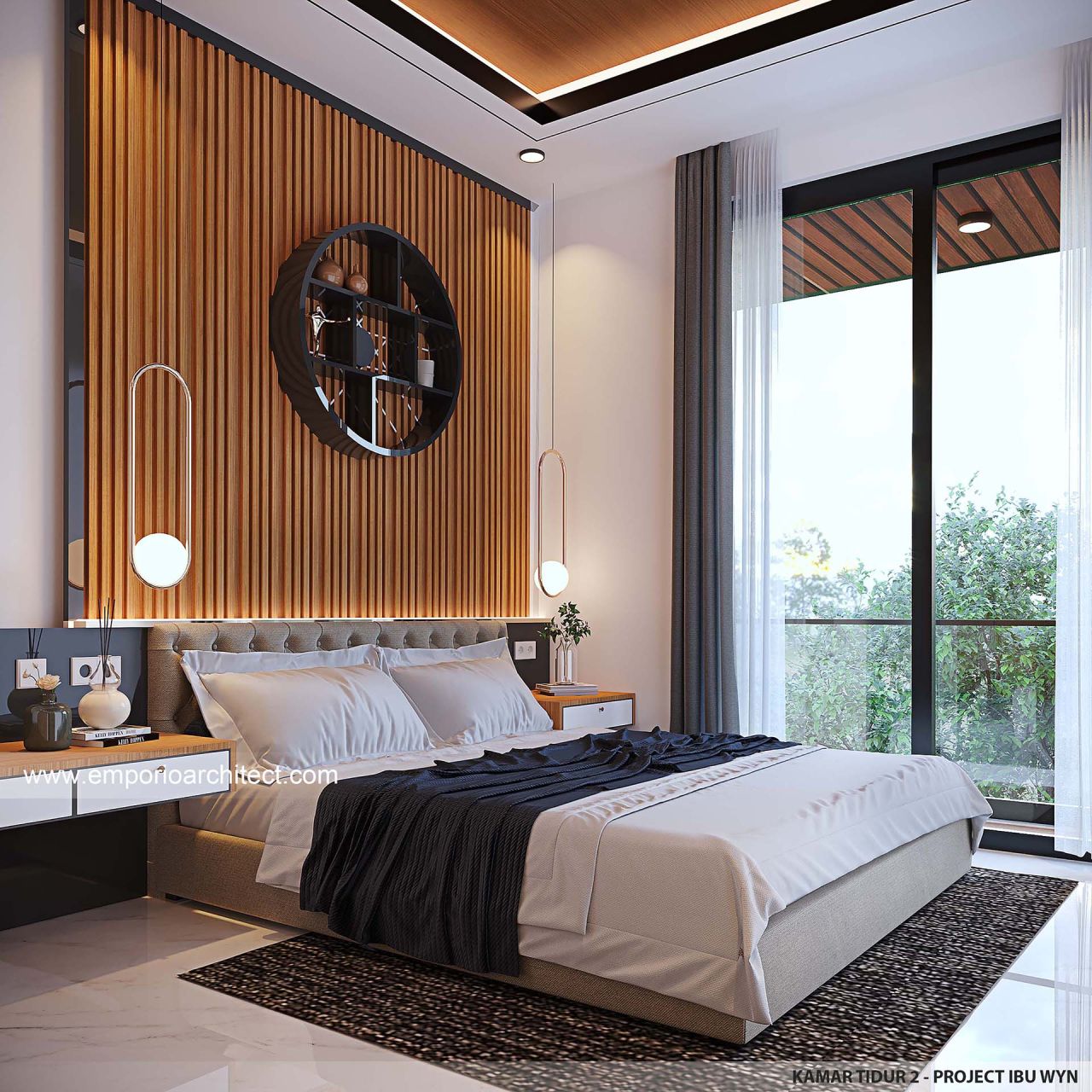 Desain Kamar Tidur 2 Rumah Modern Kontemporer 2 Lantai Ibu WYN di Aceh ...